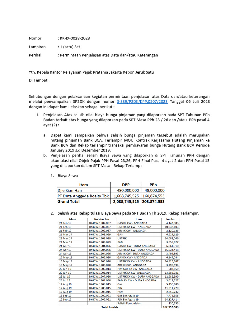 Final Draft Tanggapan SP2DK KPP | PDF