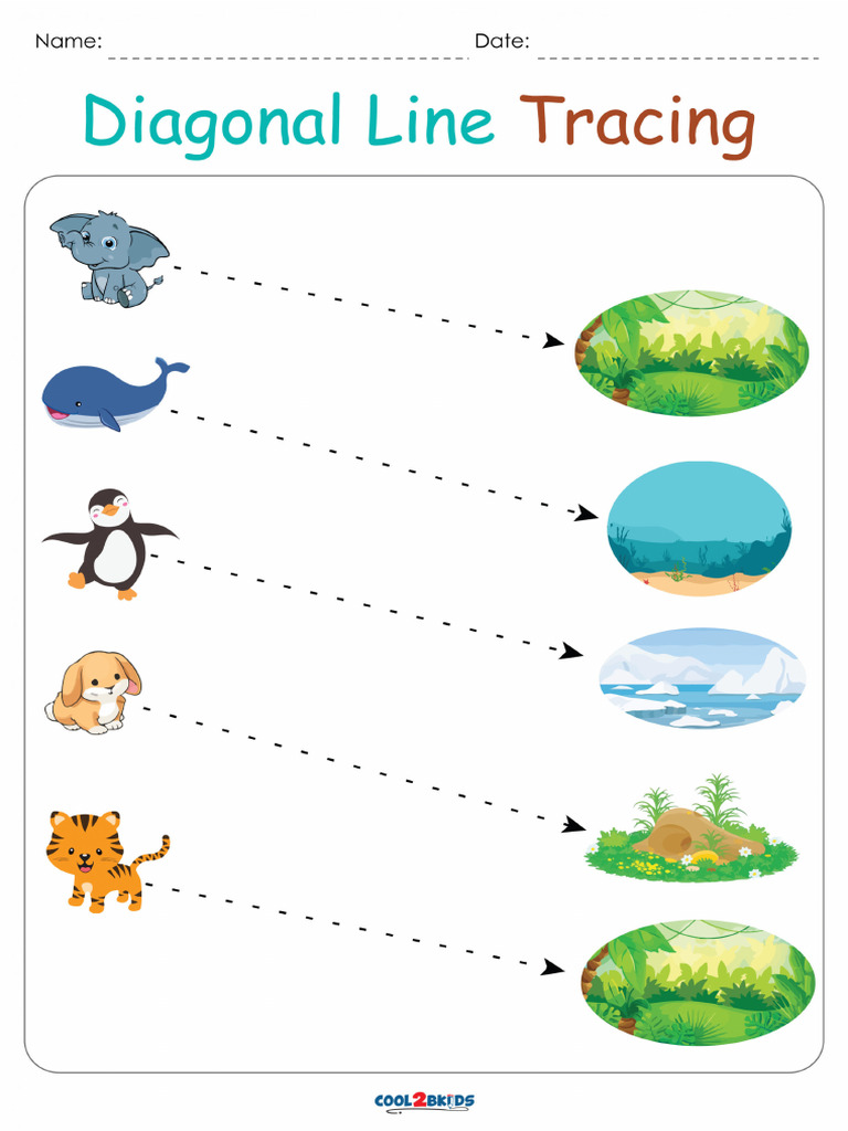 Tracing Diagonal Lines Worksheets For Preschool | PDF