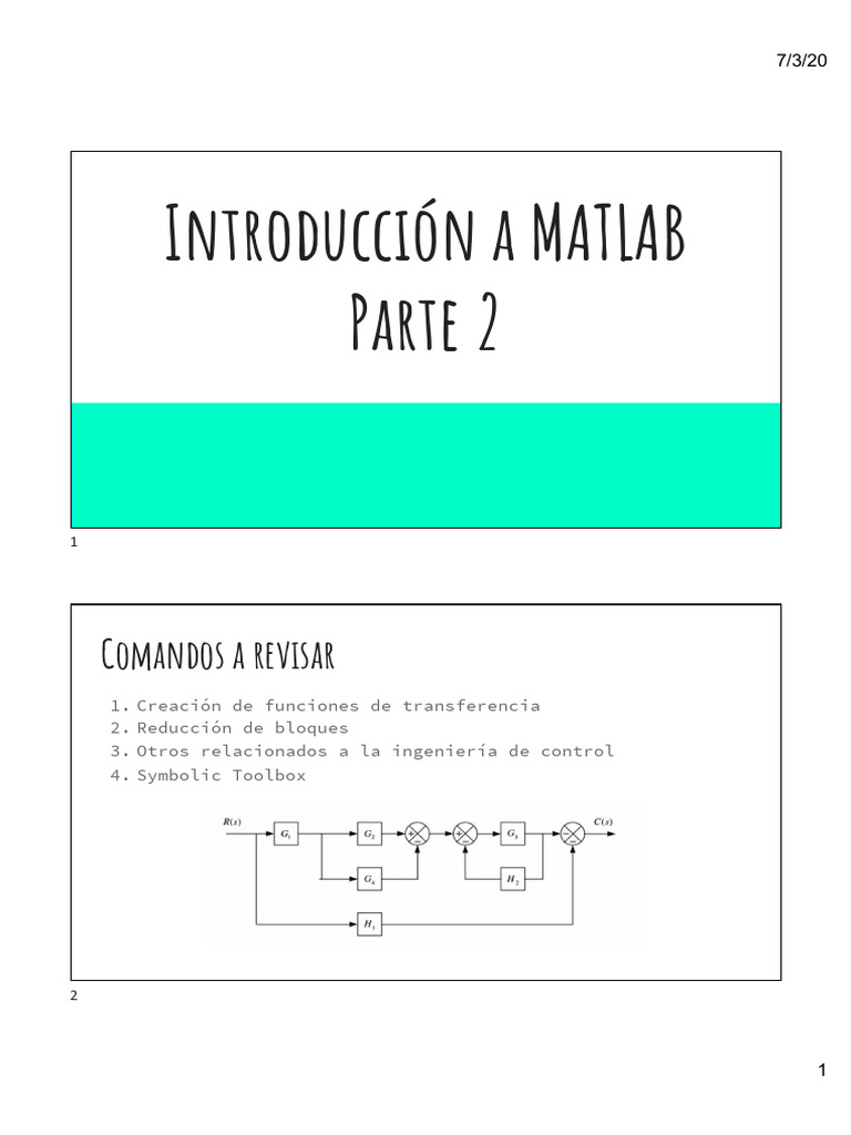 MATLAB: Funciones y Comandos Básicos | PDF | Realimentación | Variable ...