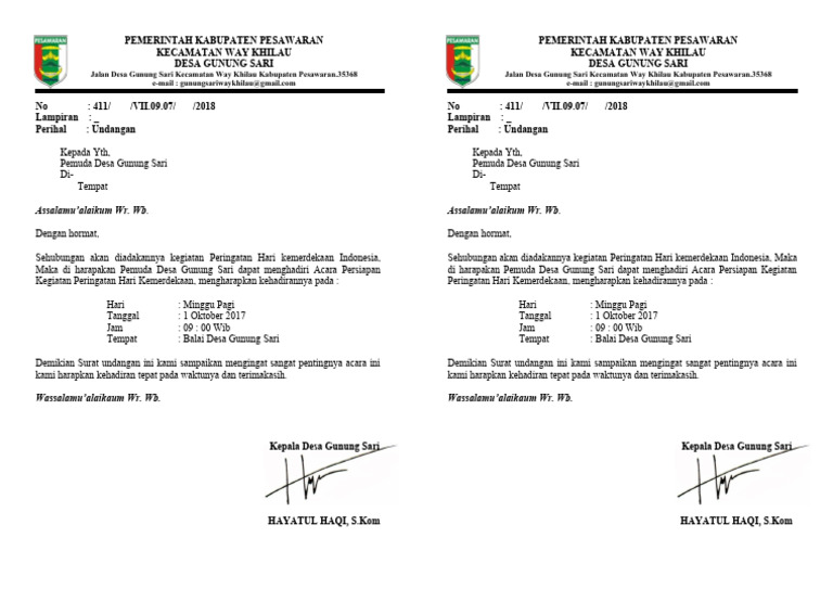 SURAT UNDANGAN PEMUDA | PDF