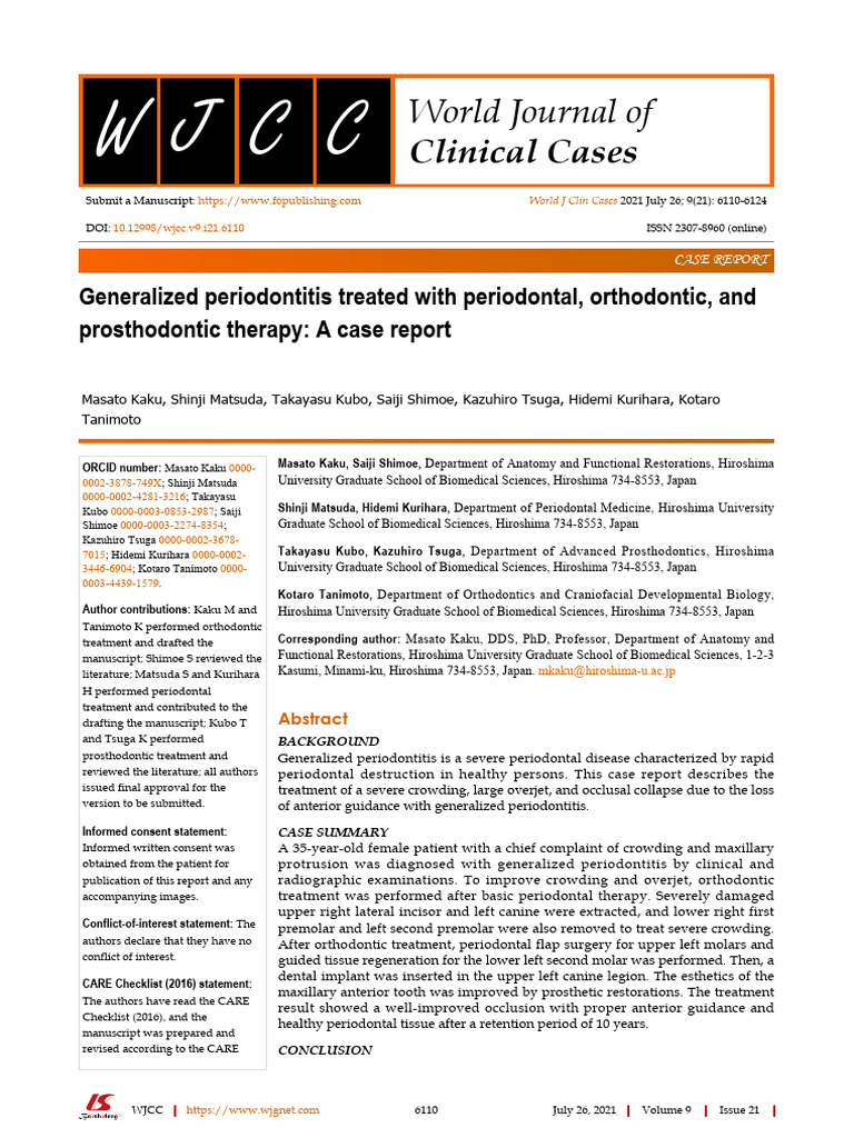 Generalized Periodontitis Case Study | PDF | Periodontology | Orthodontics