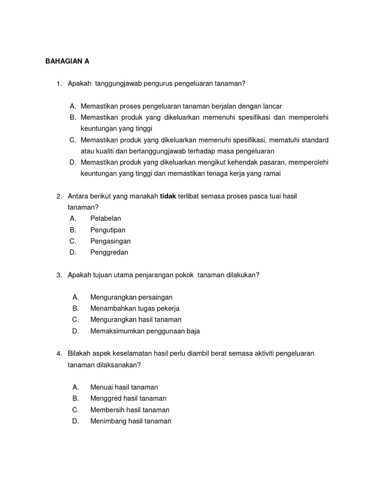 Soalan Objektif Set A | PDF | Bisnis