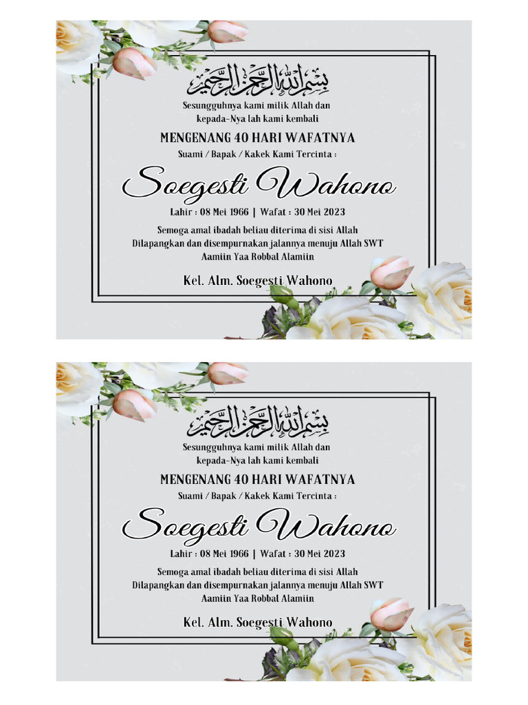 UCAPAN 40 Hari Mas On | PDF