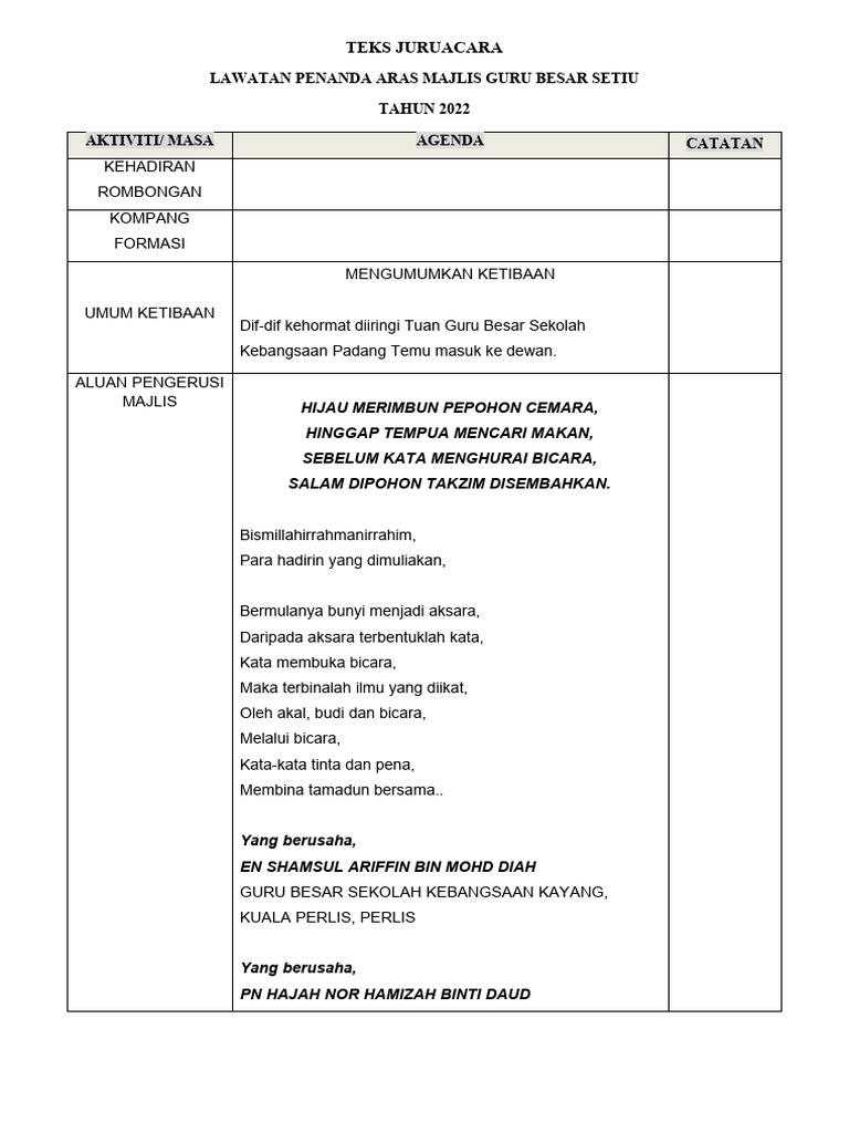Skrip Lawatan SK Kayang Perlis | PDF