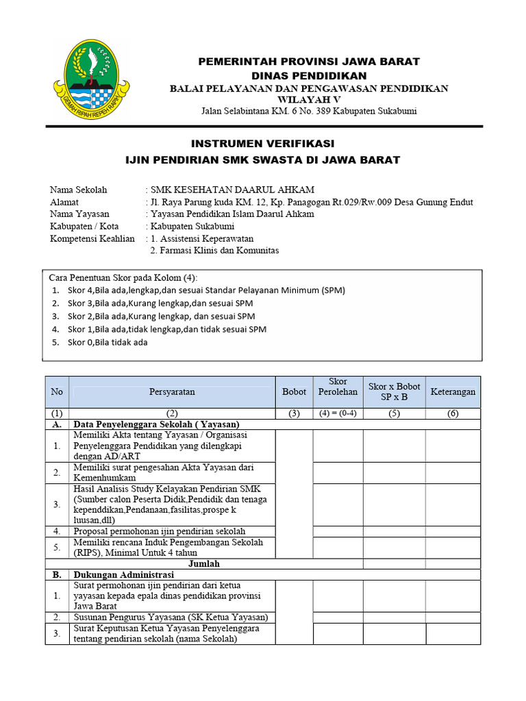 Data Verifikasi Ijin Pendirian | PDF