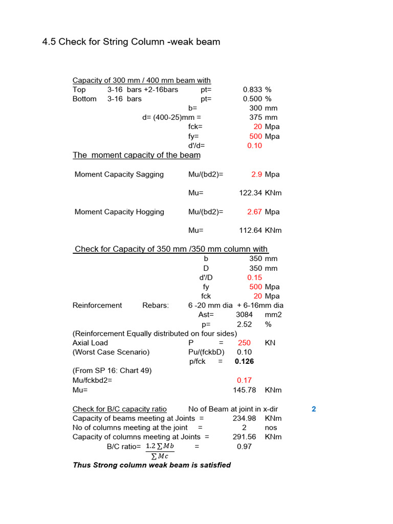 4.5 Column Beam Capacity Check | PDF