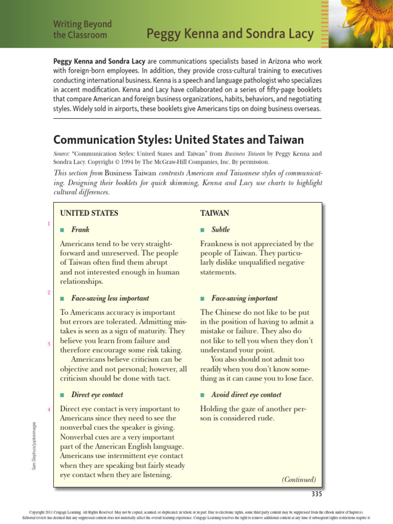 Communication Styles United States and Taiwan | PDF | Communication ...