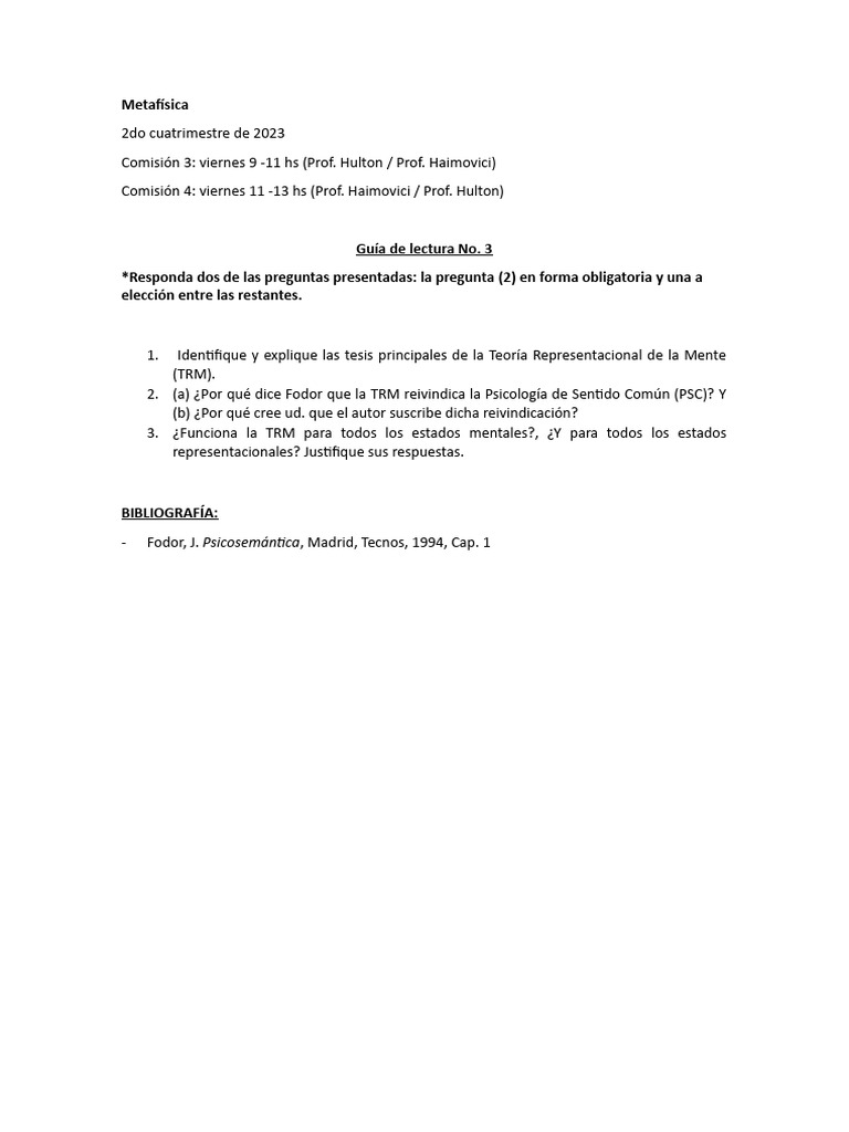 Metaf 2023 Guía 3 Fodor | PDF