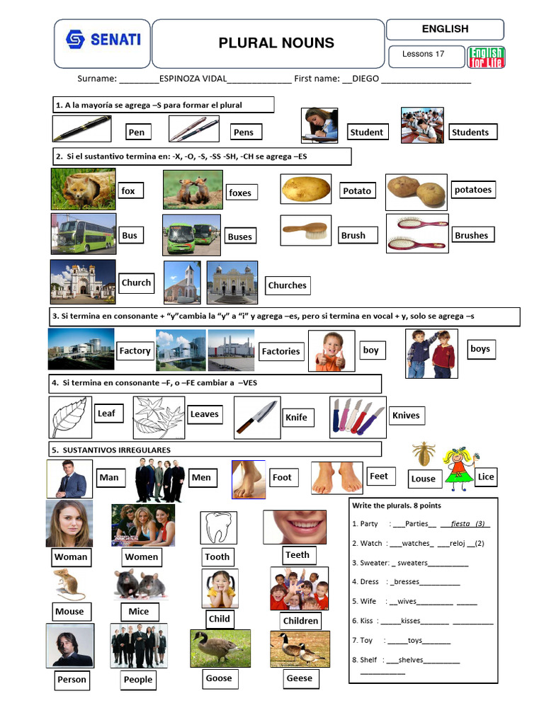 3 - A - Plural Nouns - Worksheet | PDF