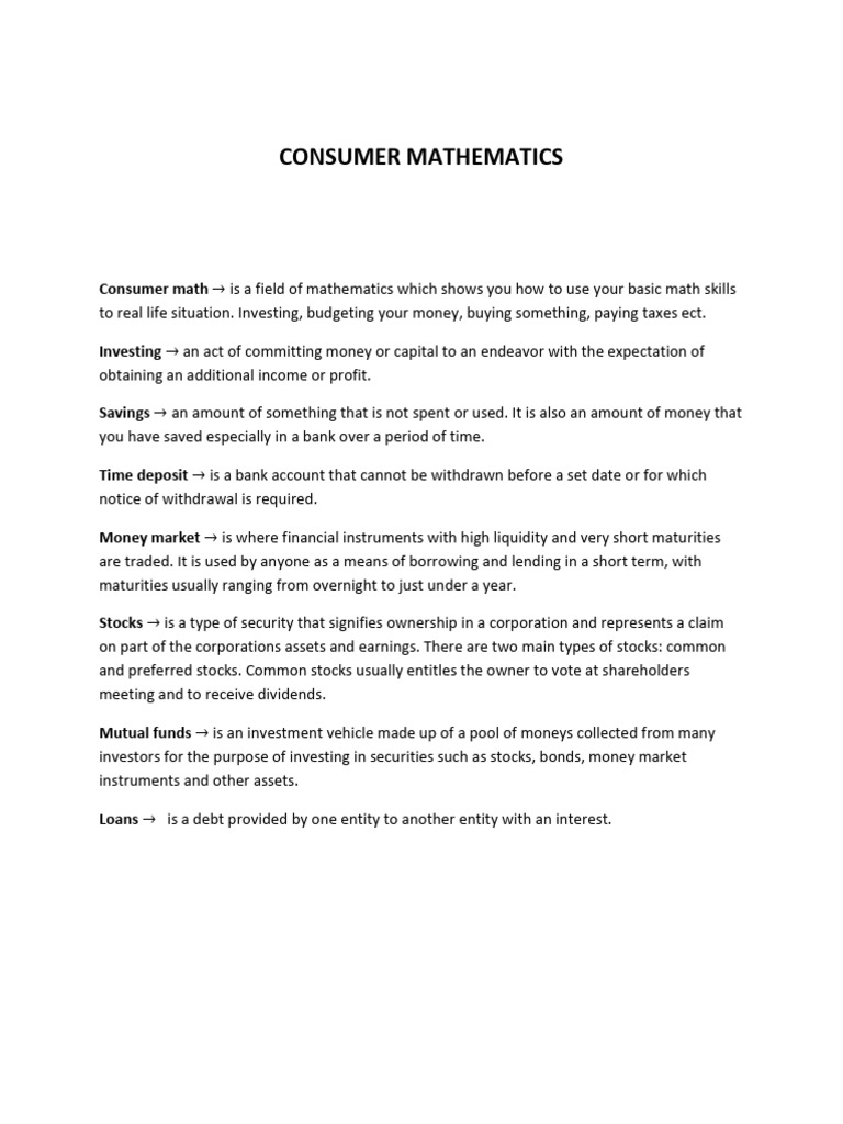 GE 3 2nd Topic (Consumer Math) | PDF | Stocks | Interest