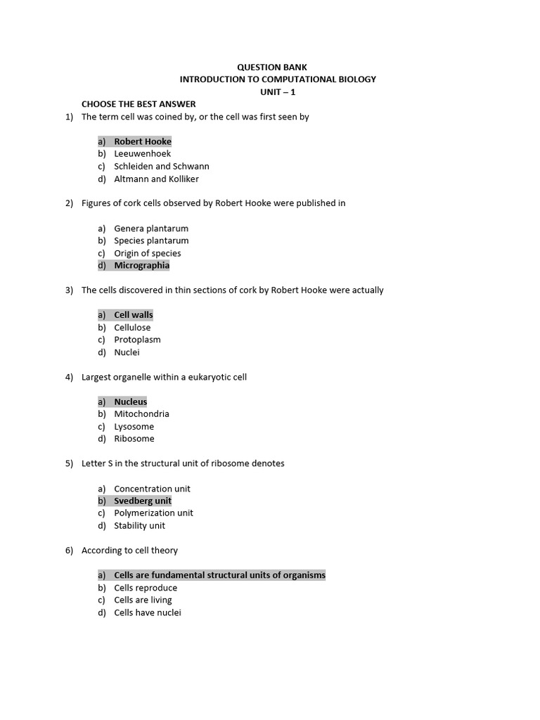 Computational Biology Question Bank | PDF | Meiosis | Mitosis