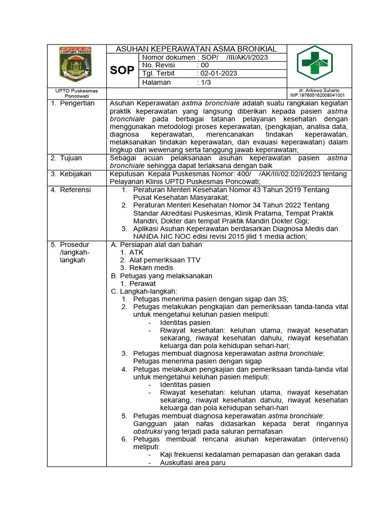 SOP ASKEP ASMA BRONKIAL | PDF