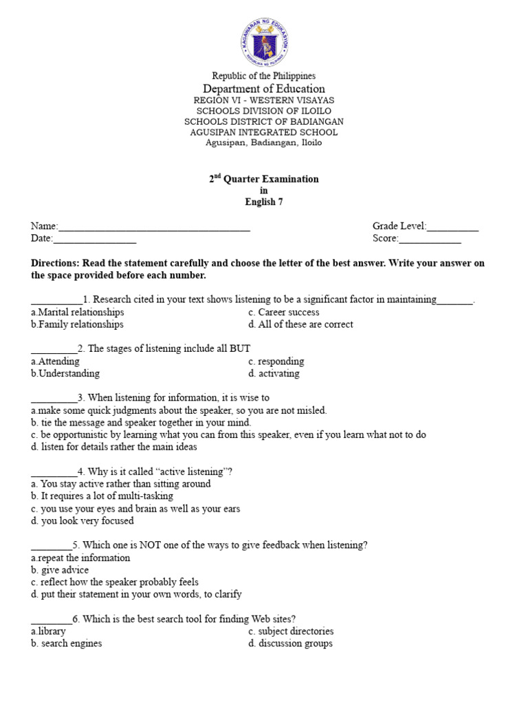 2nd Quarter English 7 | PDF | Internet | Information