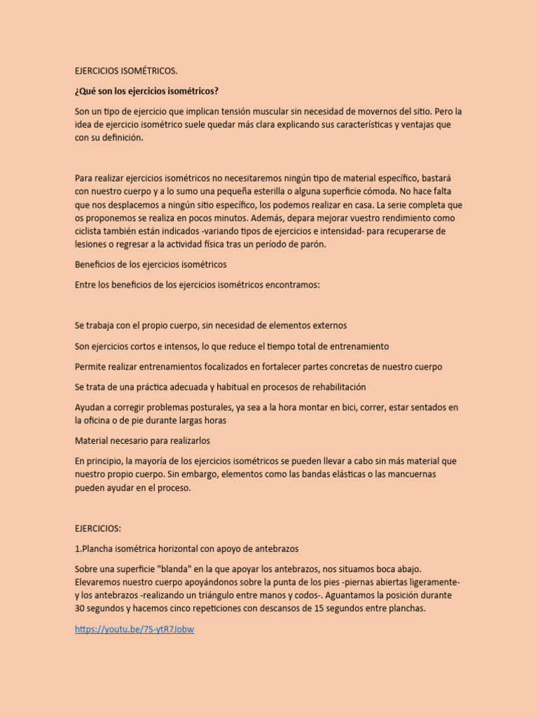 Guía de Ejercicios Isométricos en Casa | PDF