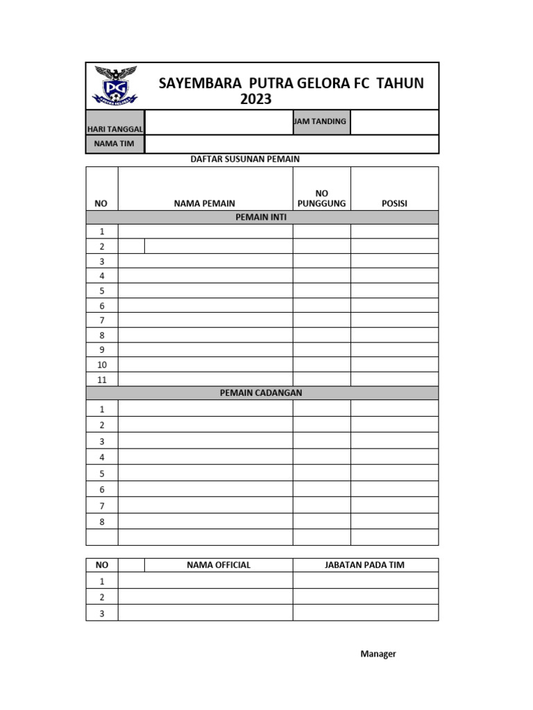 Daftar Susunan Pemain | PDF