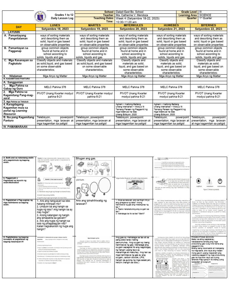 DLL Science q1 Week 4 | PDF