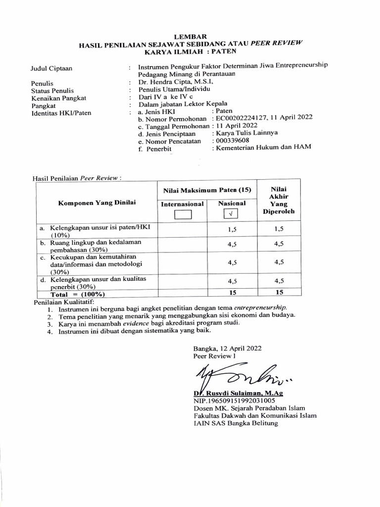 Review HKI Angket Minang | PDF