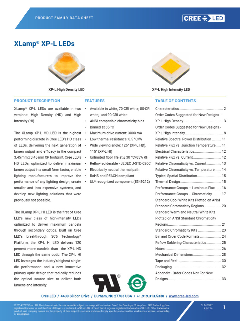 XLamp XPL | PDF | Light Emitting Diode | Lighting