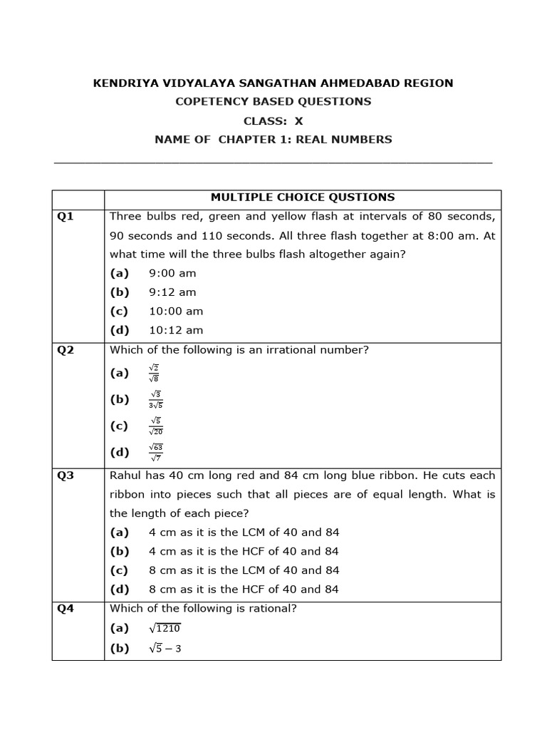 10 Maths CBQ | PDF | Zero Of A Function | Quadratic Equation