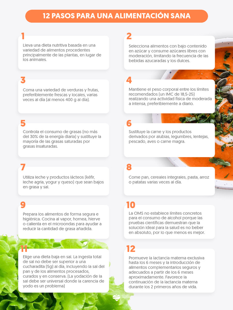 12 Pasos para Una Alimentacion Sana | PDF | Alimentos | Leche
