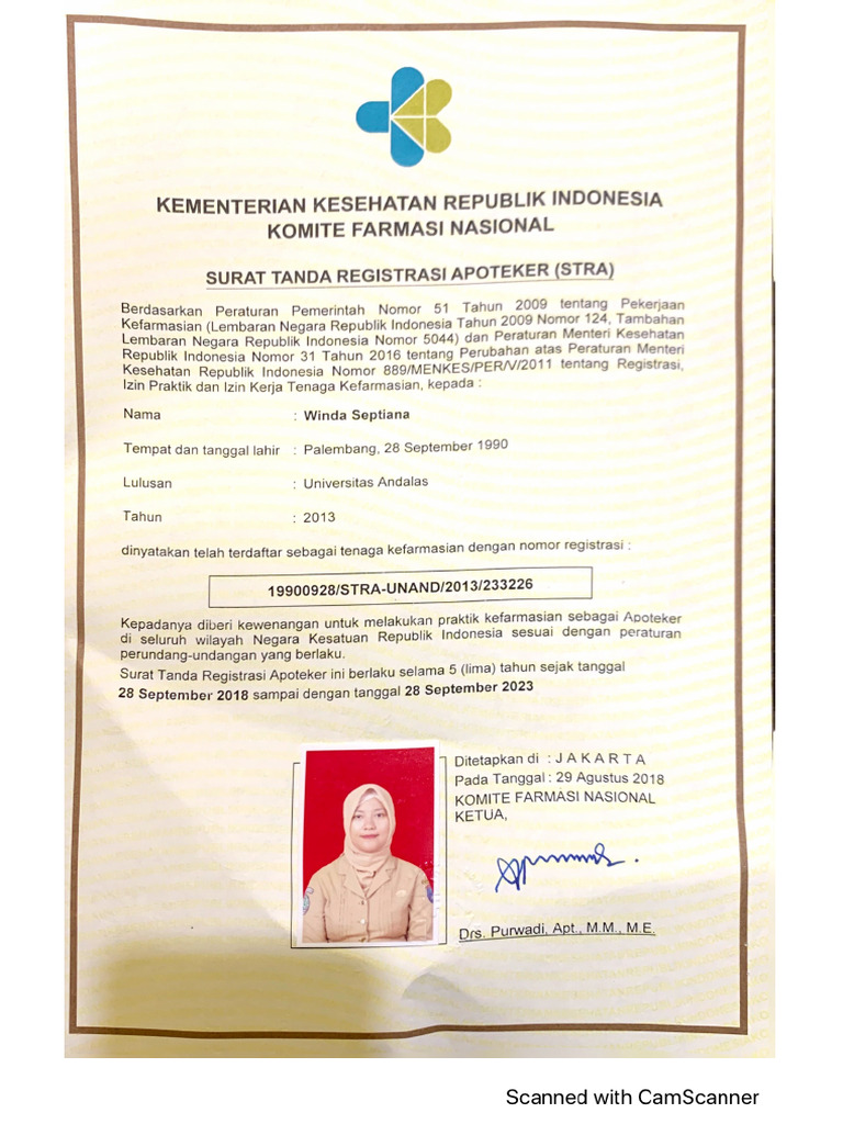 STR Apoteker 199009282014022002 | PDF