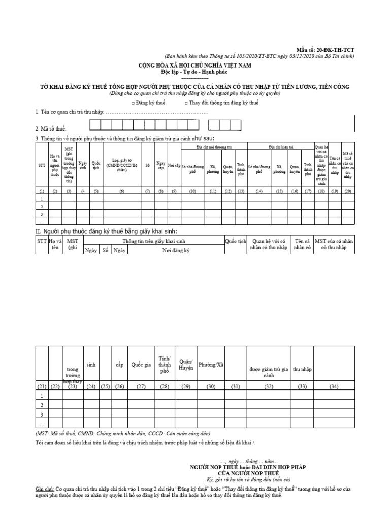 Mẫu số 20-ĐK-TH-TCT | PDF