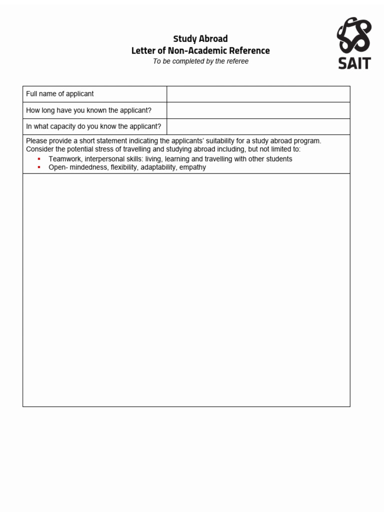 Non-Academic Reference Letter Guide | PDF | Career & Growth | Wellness