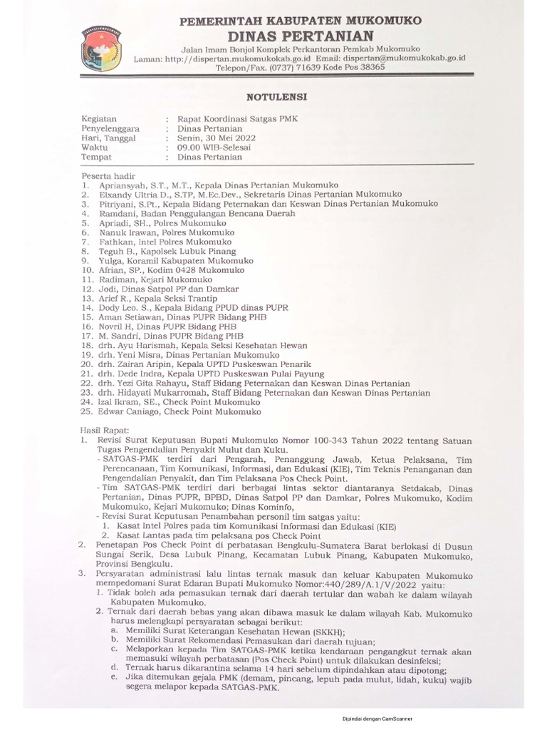 Notulensi Rapat | PDF