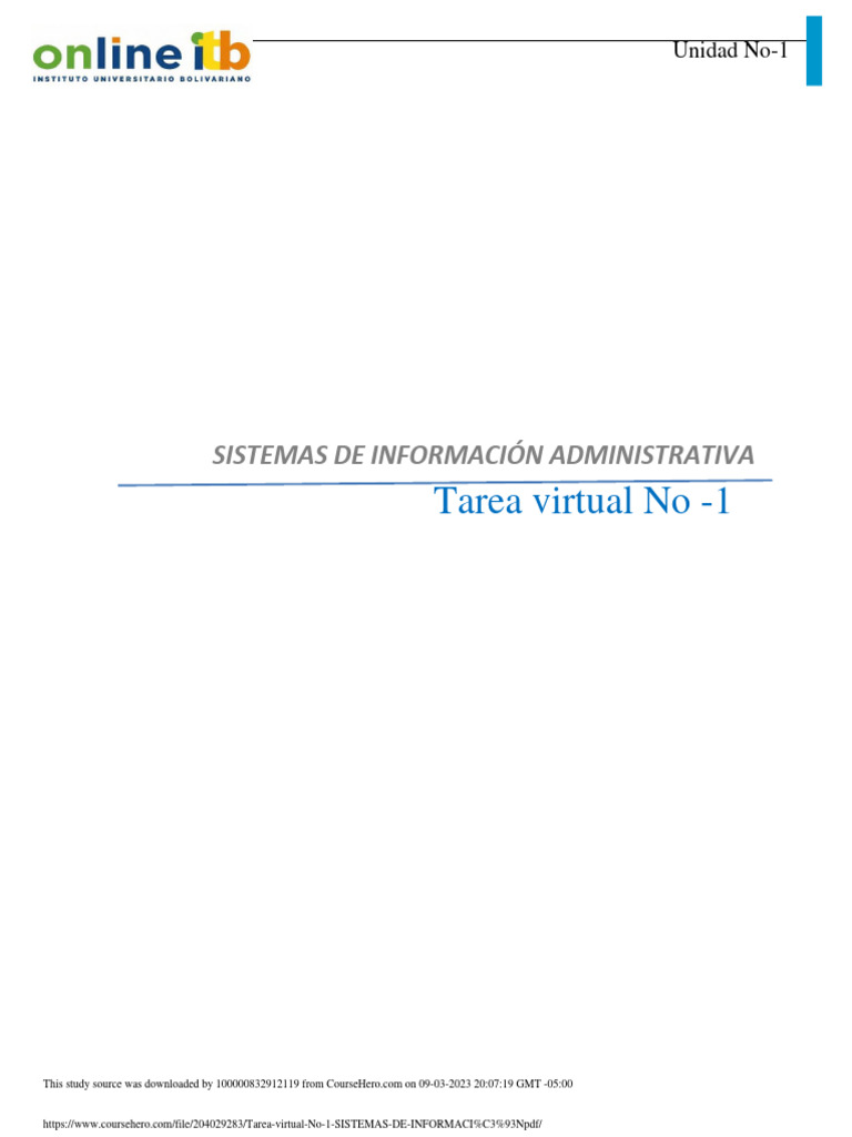 Tarea Virtual No 1 ... SISTEMAS DE INFORMACI N PDF | PDF | Red de computadoras | Servidor ...