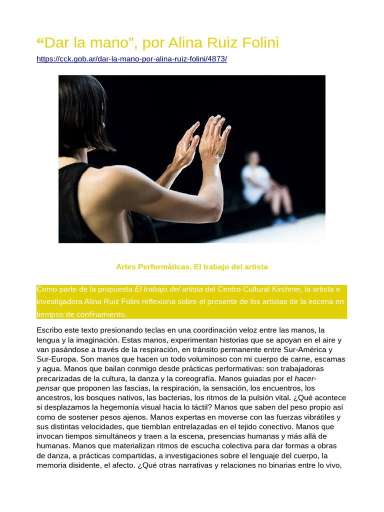 Alina Folini Dar La Mano | PDF | Bailes