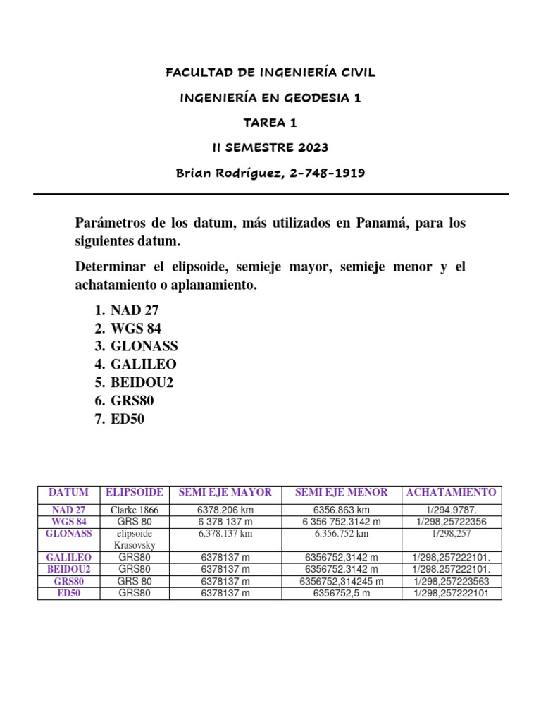 Geodesia 1 Tarea 1 | PDF