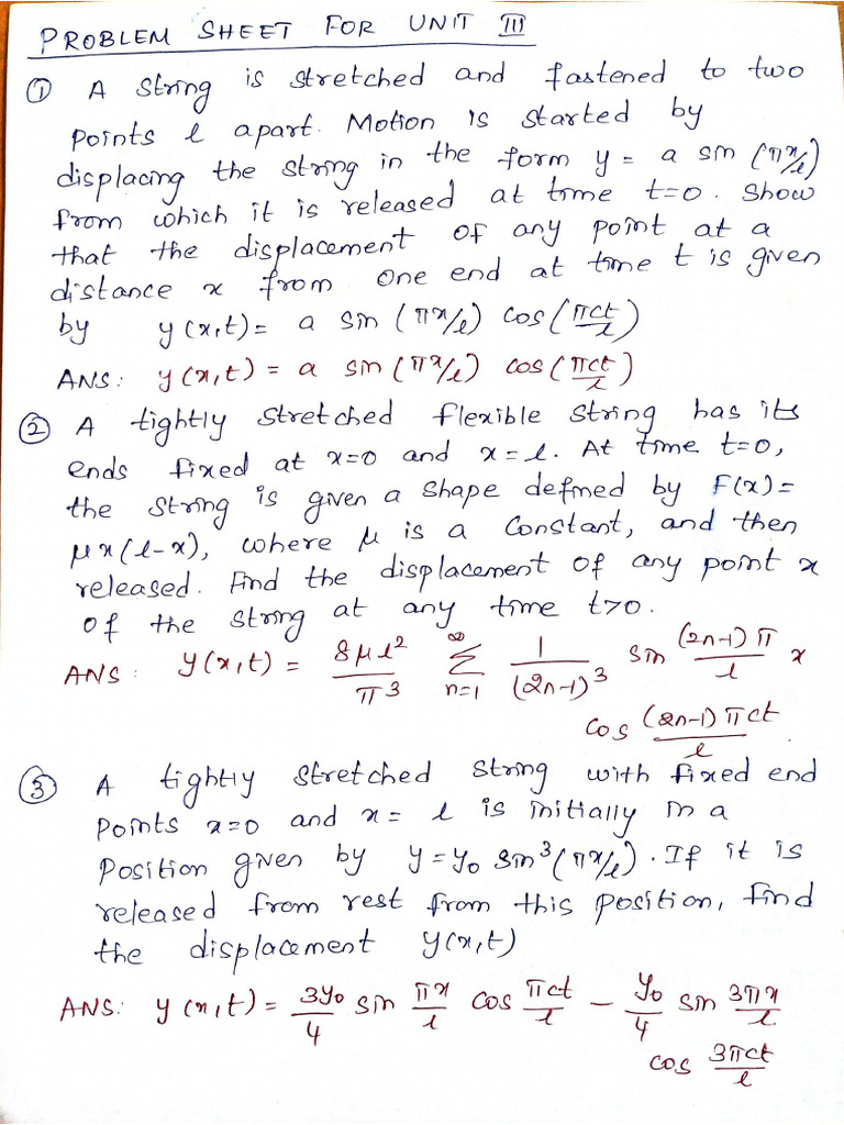 Problem Sheet For Unit 3 | PDF