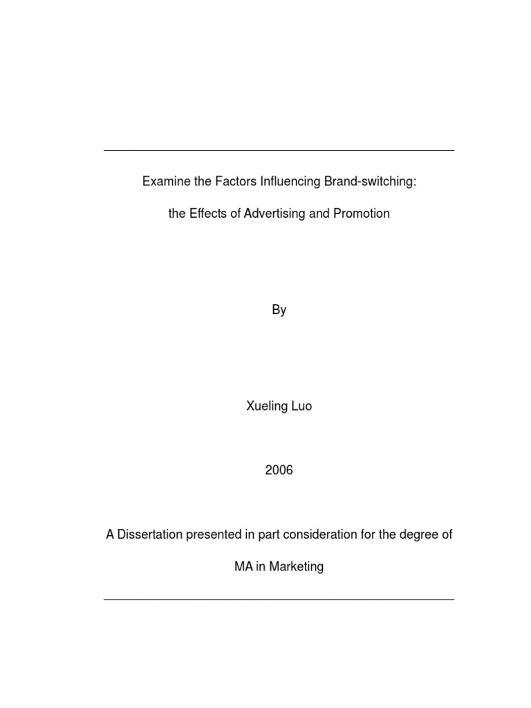Brand Switching | PDF | Brand | Marketing