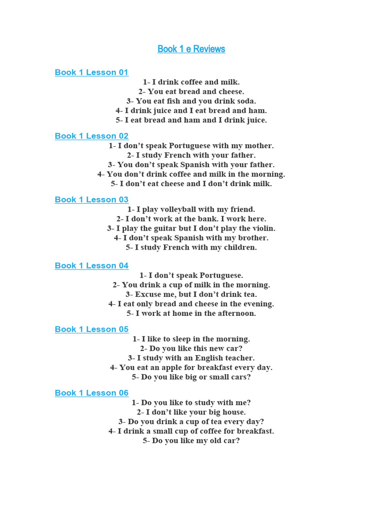 Book 1 - Dictation Sentences | PDF | Cuisine | Food And Drink