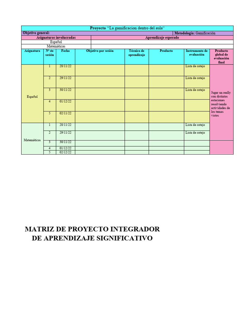 Matriz Proyecto Integrador | PDF
