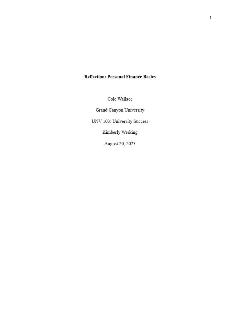 Personal Finance Reflection and Insights | PDF