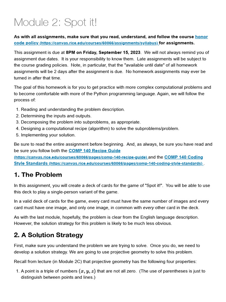 Module 2 - Spot It! - COMP 140 F23 | PDF | Field (Mathematics ...