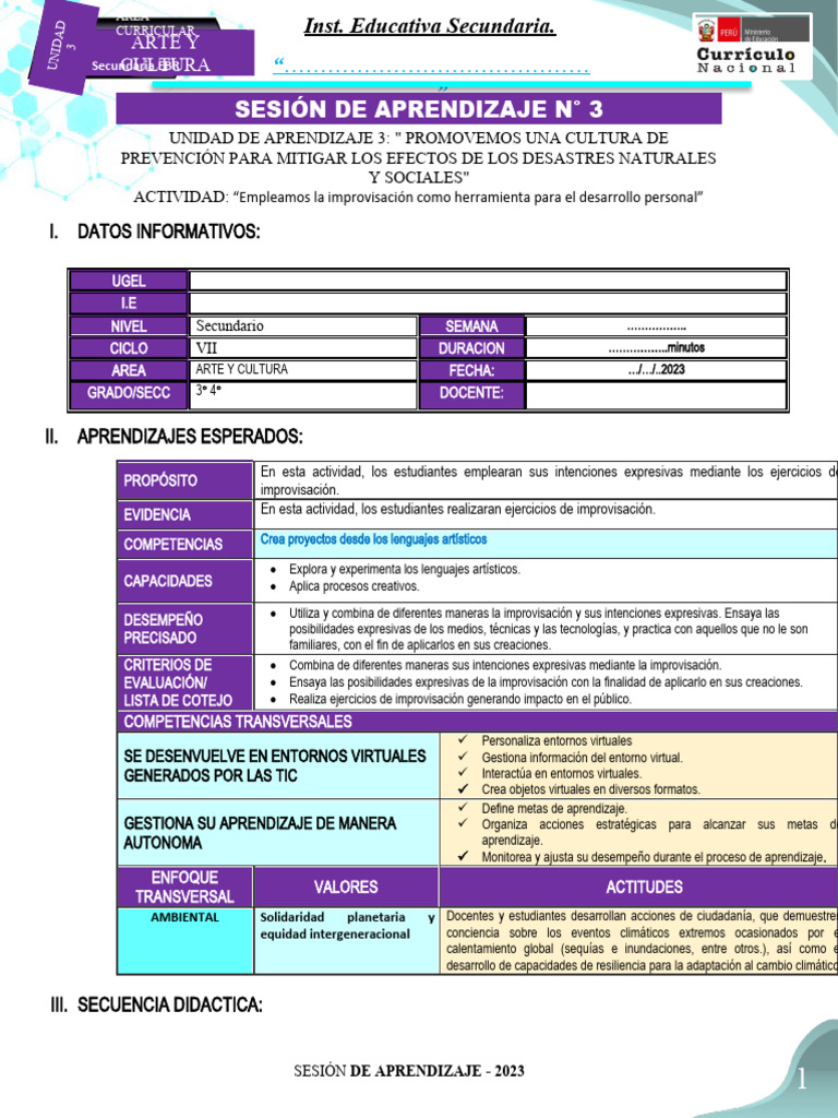 3° 4° Ses Act 03-Ayc-U3 | PDF | Aprendizaje | Evaluación