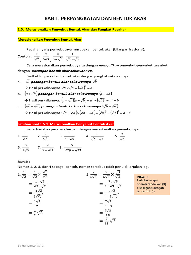 Smt1 - 04x. Merasionalkan Penyebut dan Pangkat Pecahan & Notasi Ilmiah ...