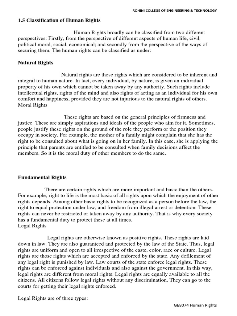 Classification of Human Rights | Download Free PDF | Rights | Human Rights