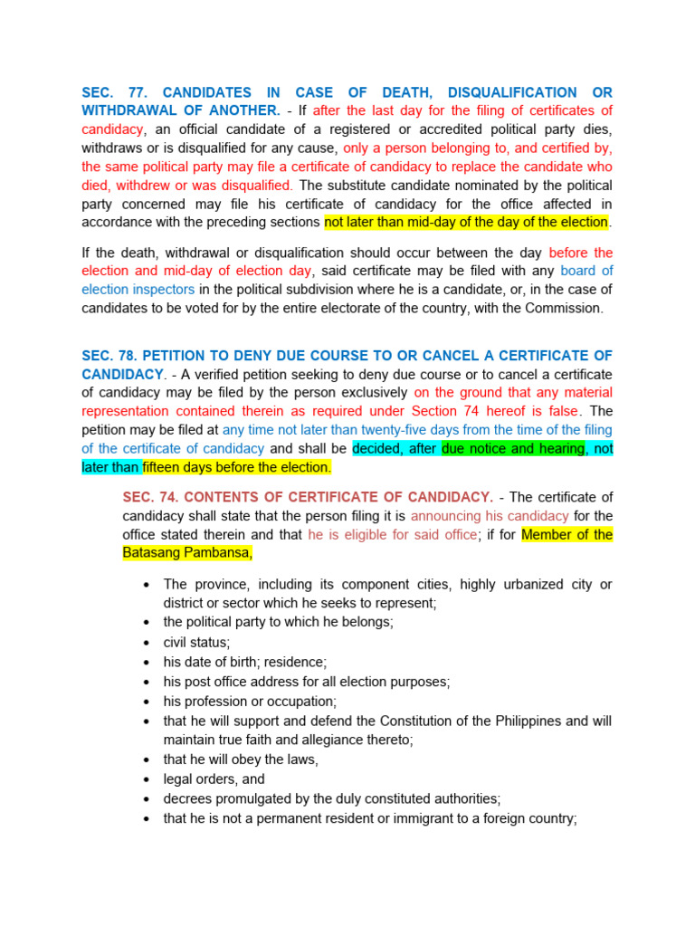 Election Laws Notes | PDF | Equal Protection Clause | Fourteenth ...