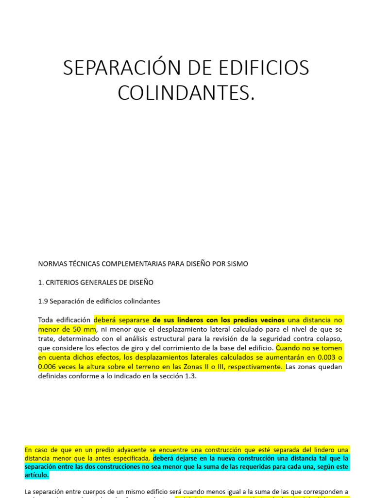 Separación de Edificios Colindantes | Descargar gratis PDF | edificio ...