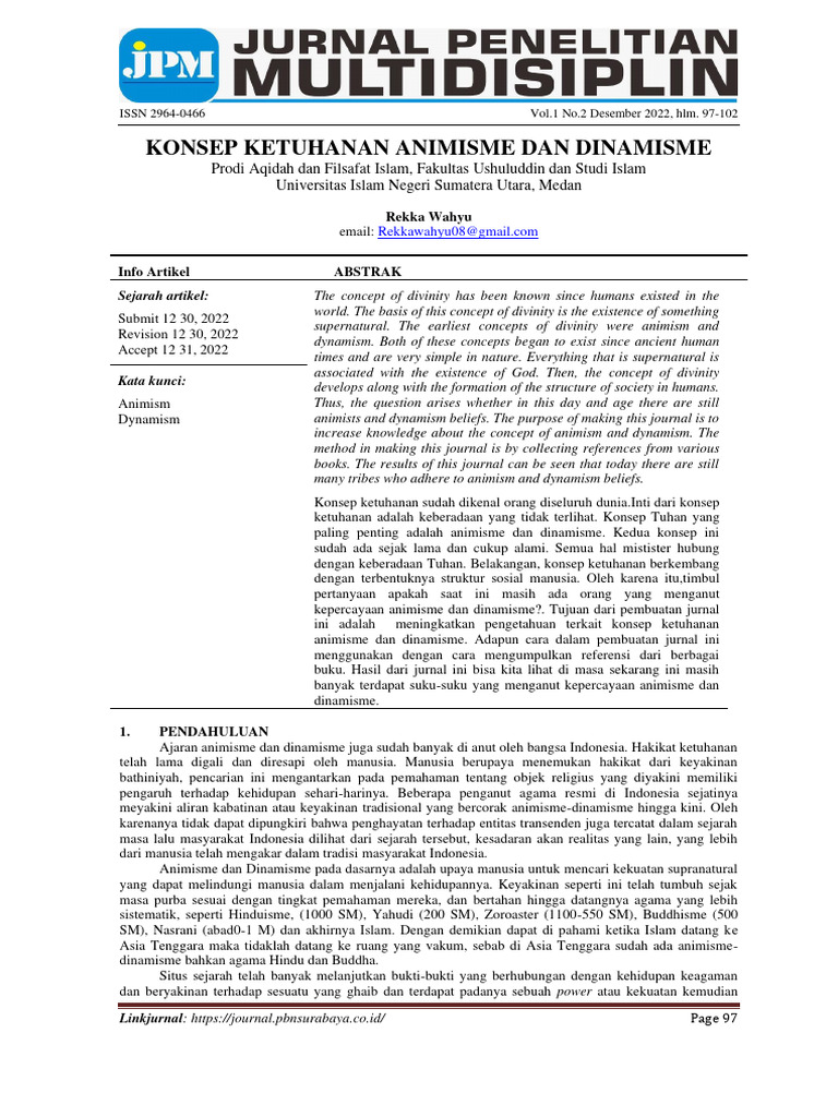 97-102 Konsep Ketuhanan Animisme Dan Dinamisme | PDF | Agama & Spiritualitas