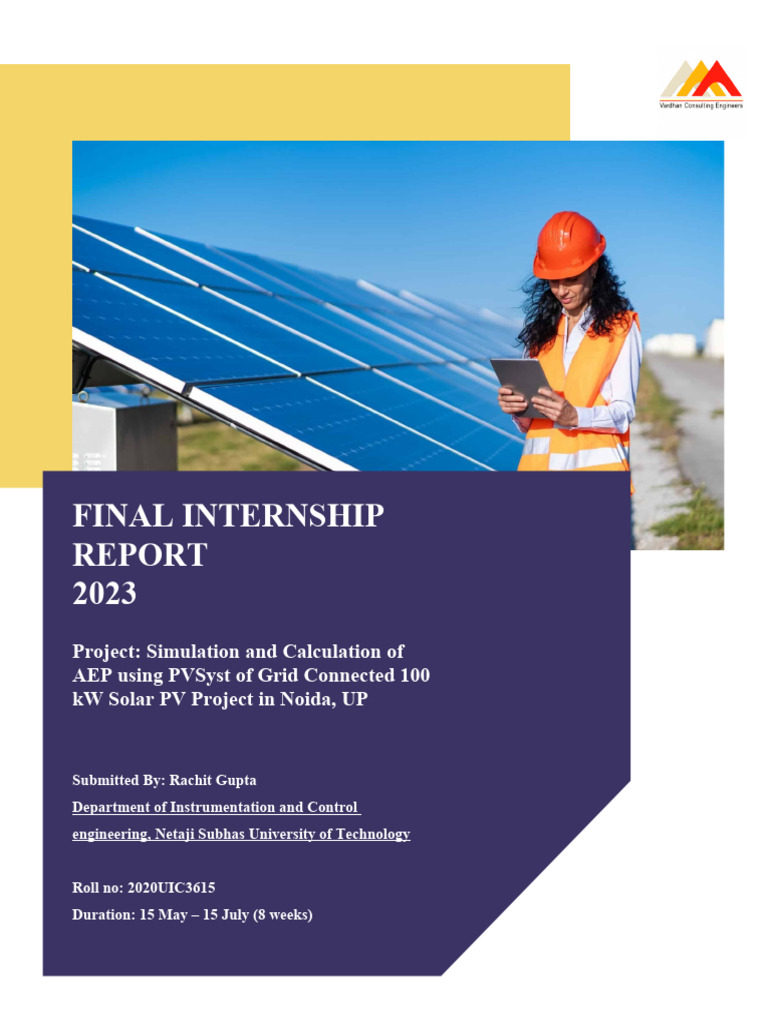 Final Internship Report | PDF | Photovoltaics | Solar Power Final Internship Report | PDF | Photovoltaics | Solar Power