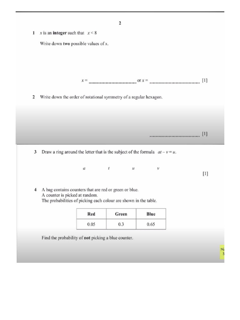 Maths - Paper 2 | PDF