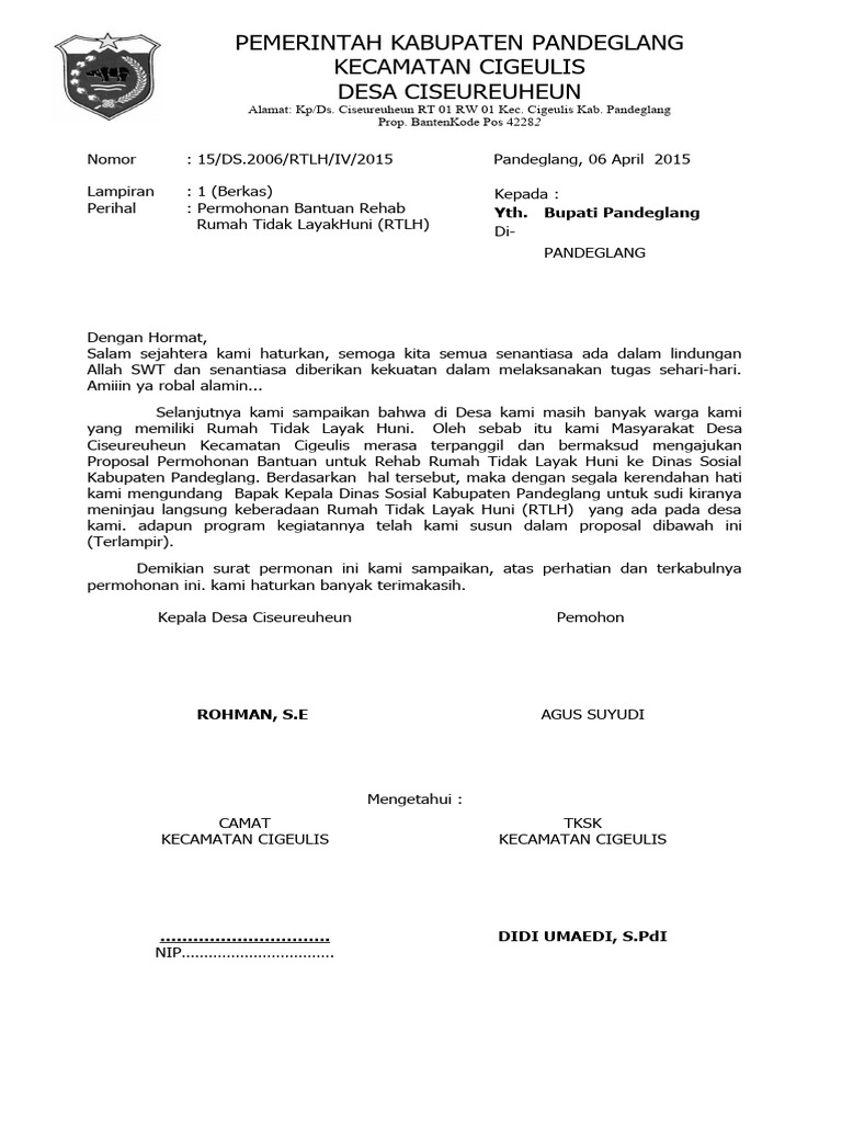 Contoh Proposal RTLH | PDF