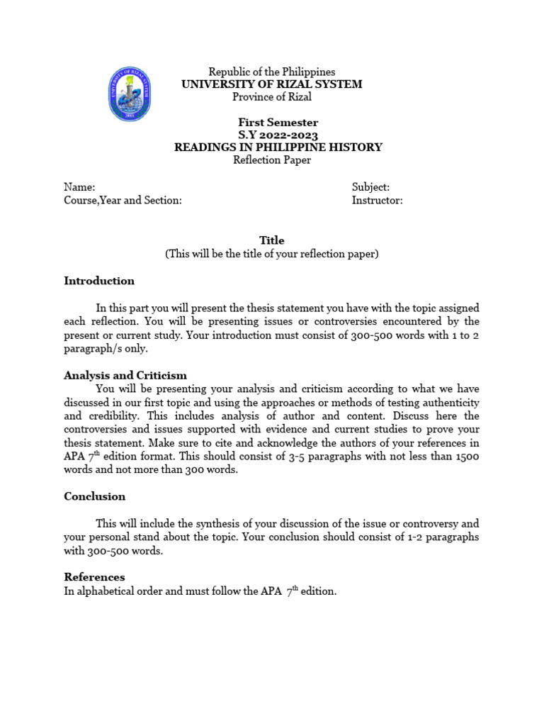 RPH-Reflection Format | PDF