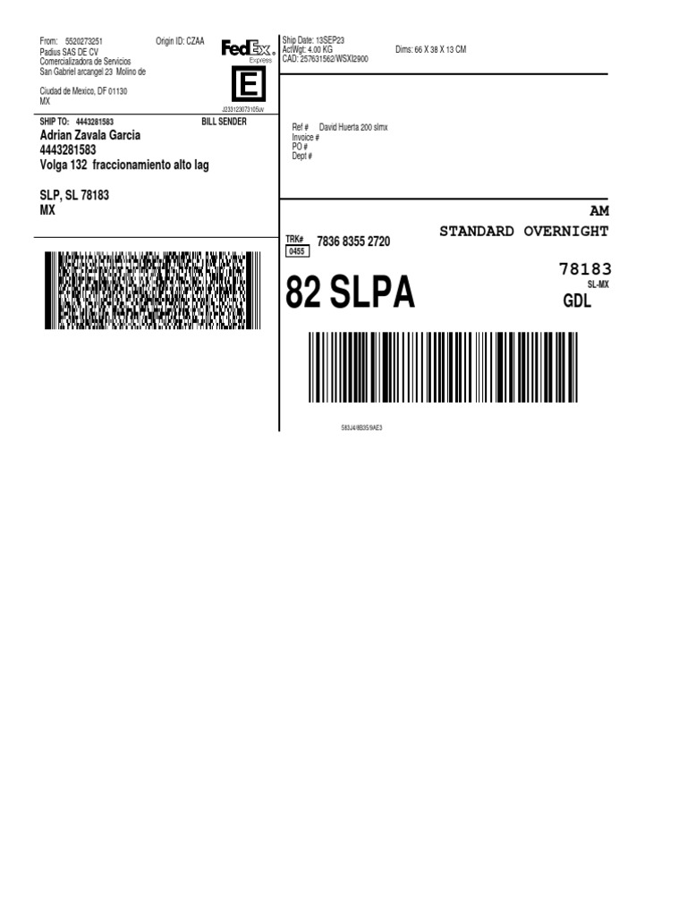 FedEx Standard Overnight Shipment SLP | PDF