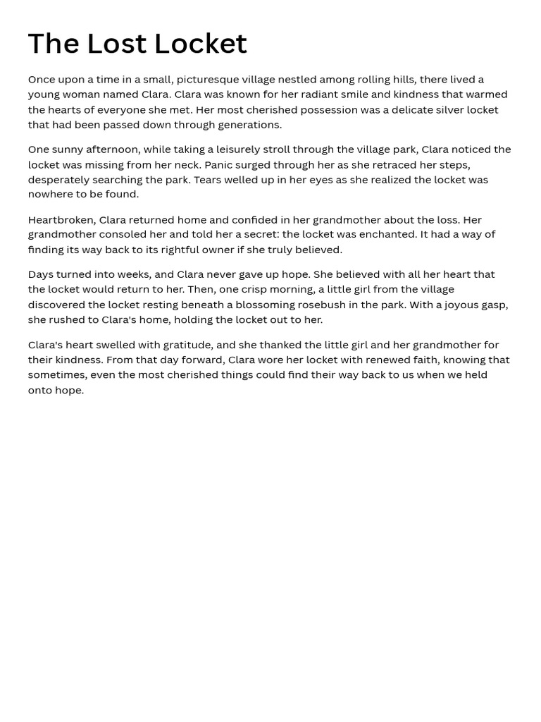 The Lost Locket | PDF