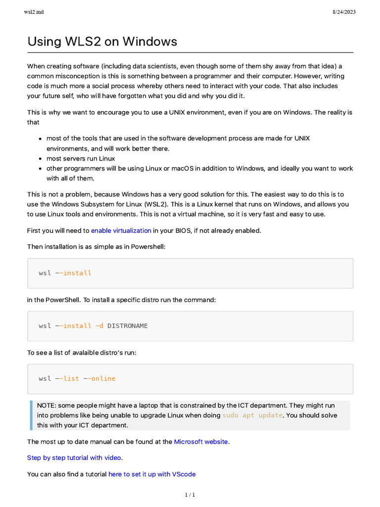 Wsl2 Setup Guide For Windows Users Pdf